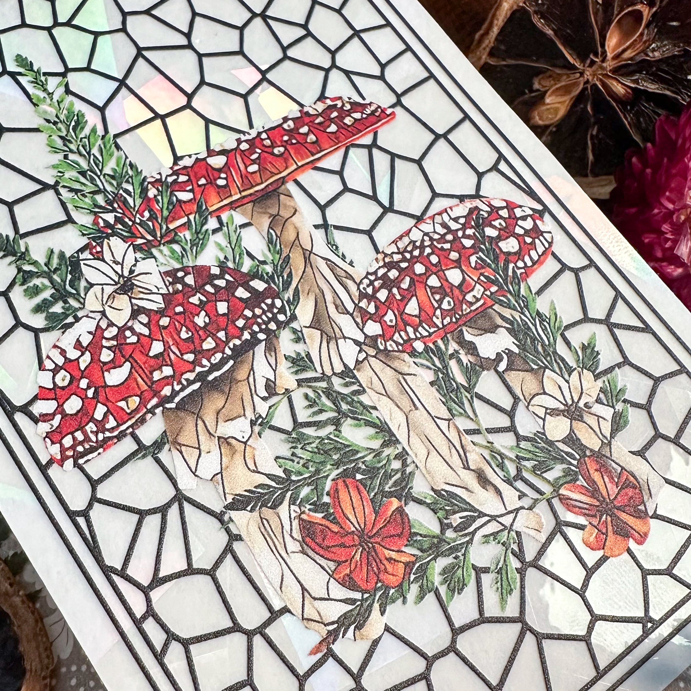 Toadstool Mushroom Stained Glass Suncatcher – The Crafted Goat